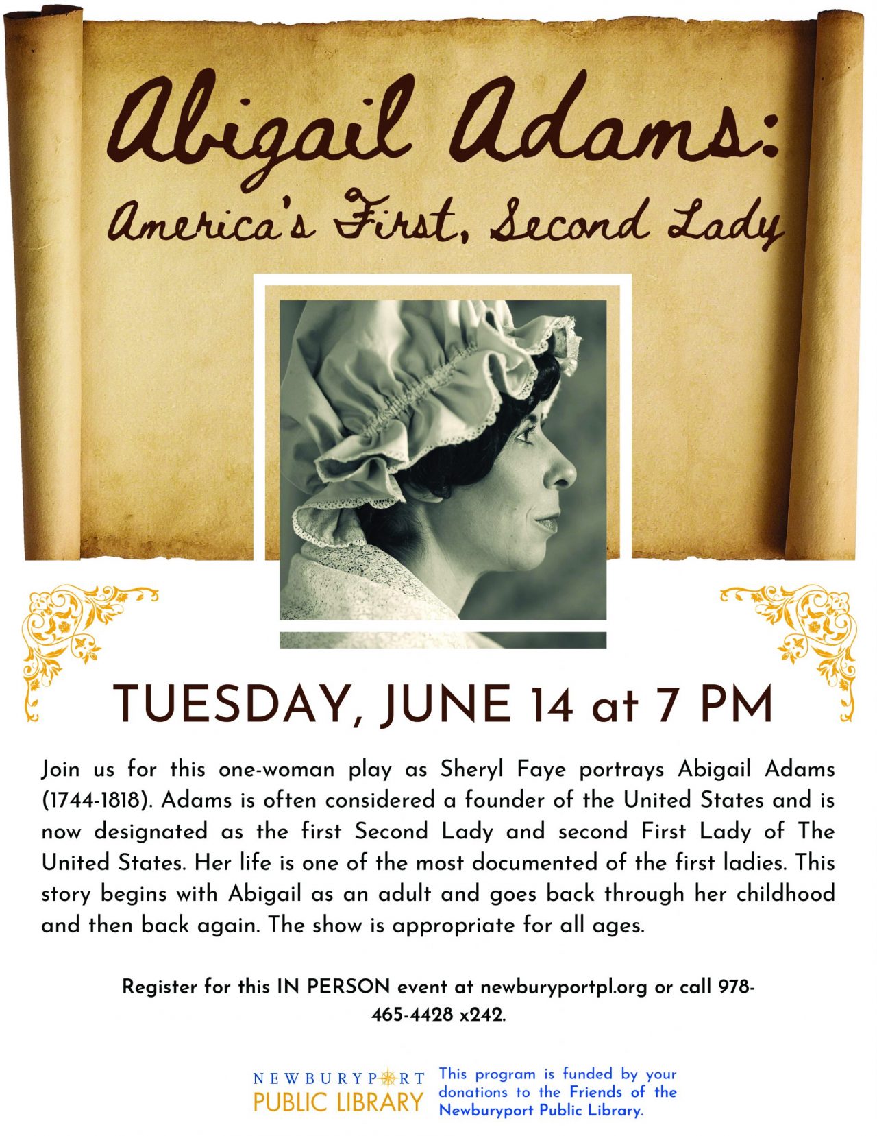 Abigail Adams: America's First, Second Lady - Tuesday, June 14 at 7 PM ...