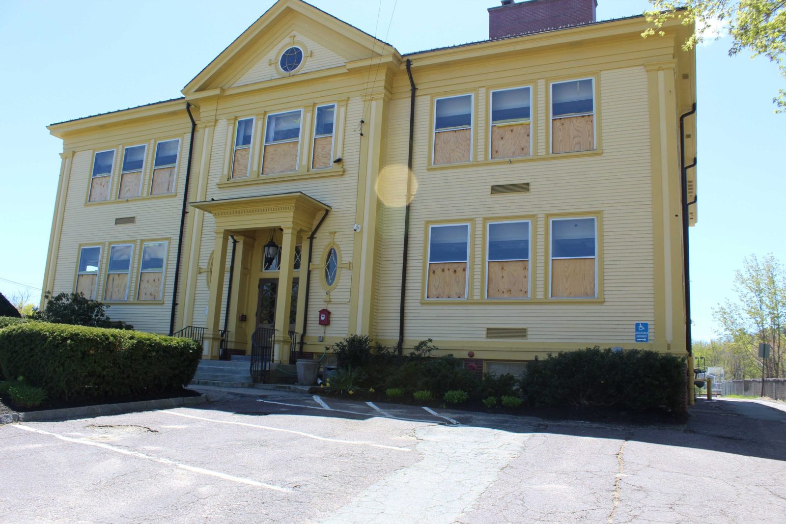 Town Hall Boarded Windows | The Town Common