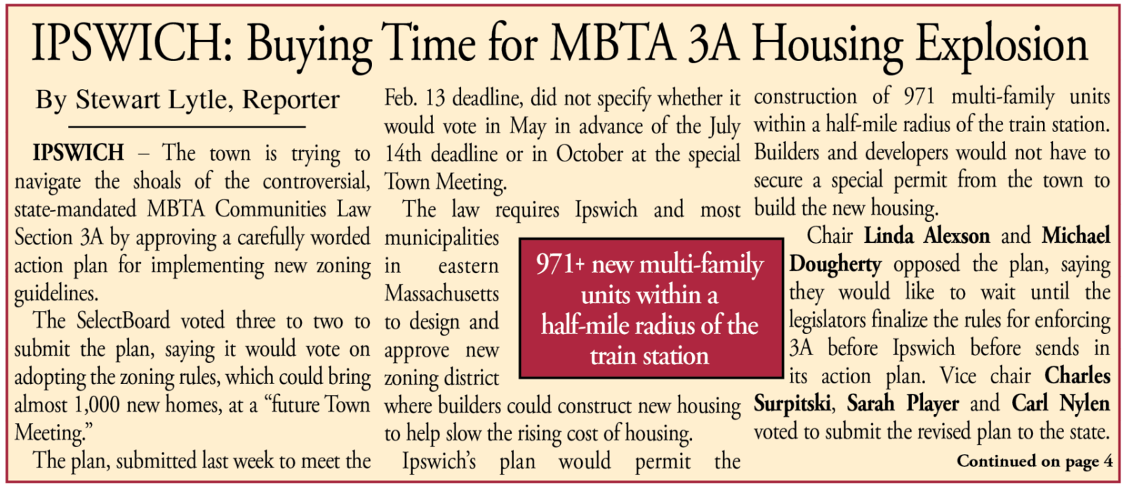 IPSWICH: Buying Time for MBTA 3A Housing Explosion | The Town Common